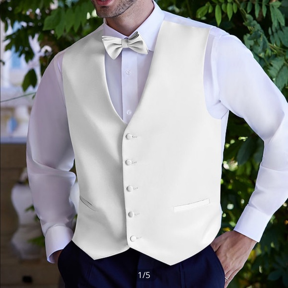 Azazie | Jackets & Coats | Azazie White Mens Matte Satin Vest Nwot ...